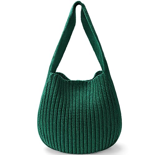hatisan Women's Crochet Tote Bags Large Crochet Bag Tote bag Aesthetic Knit Bag Shoulder Handbags (Green)