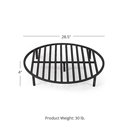 TITAN GREAT OUTDOORS Round 28.5in Fire Pit Grate, Heavy Duty 1/2in Steel Elevated Log Wood Pit Grate, Burning Fireplace and Firepits