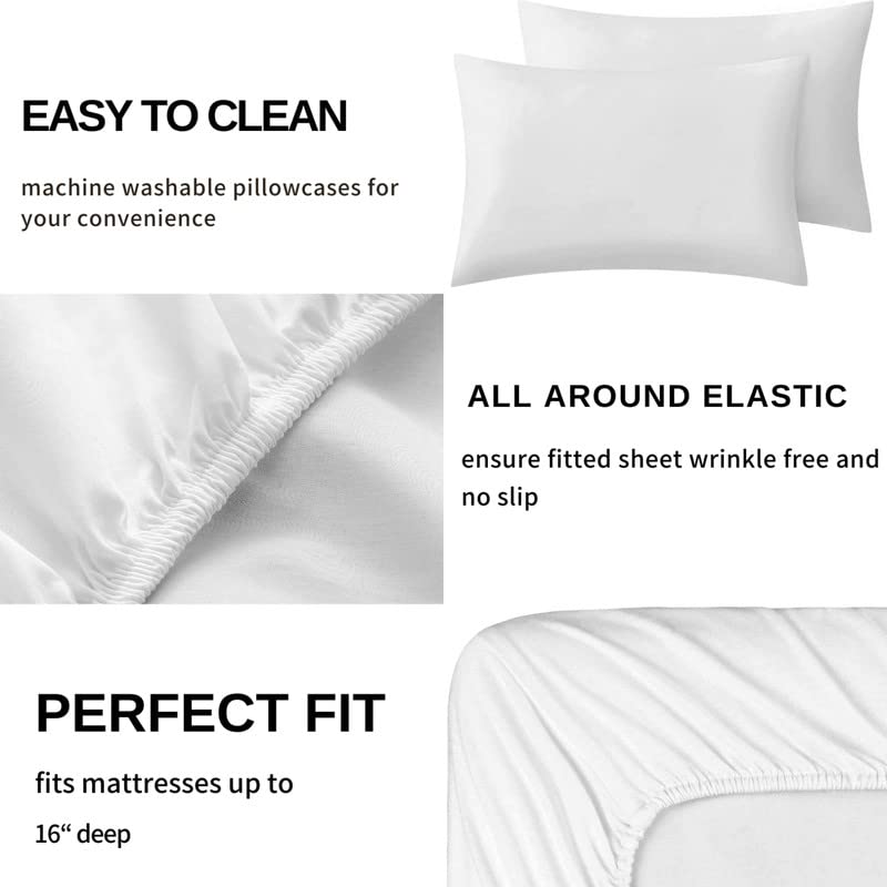 zcsm French Bulldog Sheets Full Size Sheet Sets - Cute Dog Puppy Bed Sheets, Soft Microfiber & Deep Pocket & Wrinkle Free Bedding Sheets & Pillowcases, 1 Fitted Sheet, 1 Flat Sheet, 2 Pillow Cases