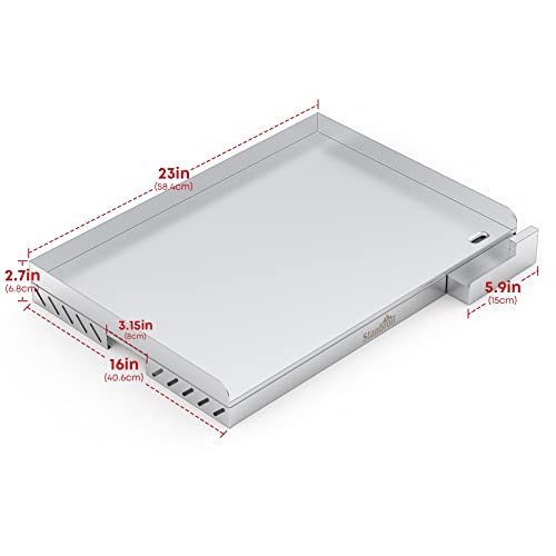 Stanbroil Universal Stainless Steel Grill Griddle with Even Heat Cross Bracing for BBQ Charcoal/Gas Grills, Camping, Tailgating, and Parties 23β x 16β