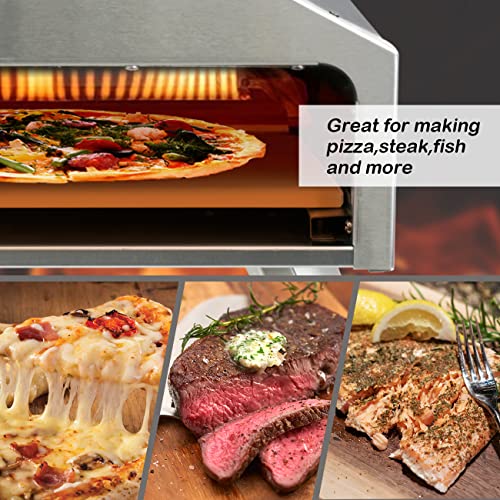 BNDHKR Outdoor Wood Fired Pizza Oven,Portable Stainless Steel Wood Pellet Pizza Oven,Backyard Pizza Grill with 12 Inch Pizza Stone