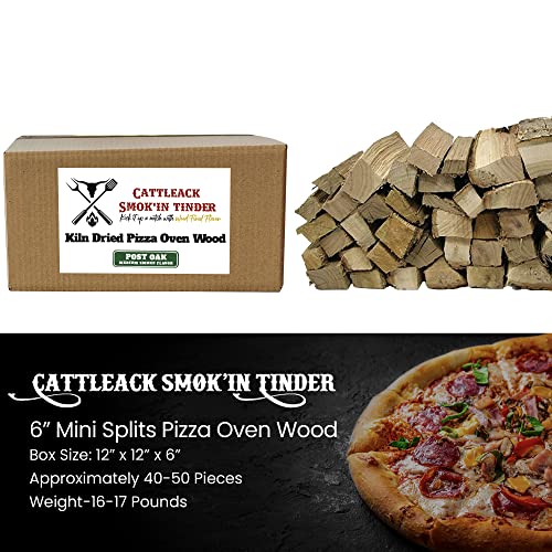 Cattleack Smok'in Tinder Oak Kiln Dried Pizza Oven Wood, 6" Length Mini Splits for Portable Wood Fired Pizza Ovens, Approximately 15 lb, Firewood Kindling, Fire Starter, Fireplace, Campfires, BBQ
