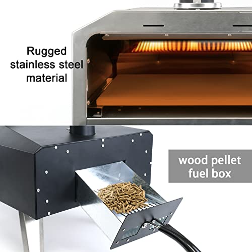 BNDHKR Outdoor Wood Fired Pizza Oven,Portable Stainless Steel Wood Pellet Pizza Oven,Backyard Pizza Grill with 12 Inch Pizza Stone