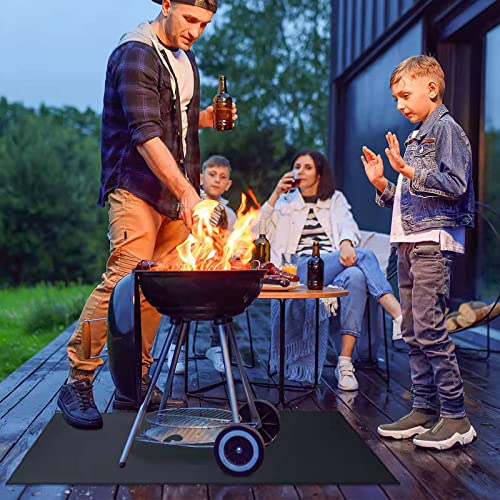 48×30 Inches Under Grill Mat, BBQ Floor mats, Fire Resistant Mat for Fireplace, Floor Protective Rug for Indoor Outdoor, Reusable Under Grill Mat, Durable Fireproof Mat