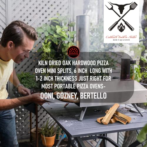 Cattleack Smok'in Tinder Oak Kiln Dried Pizza Oven Wood, 6" Length Mini Splits for Portable Wood Fired Pizza Ovens, Approximately 15 lb, Firewood Kindling, Fire Starter, Fireplace, Campfires, BBQ