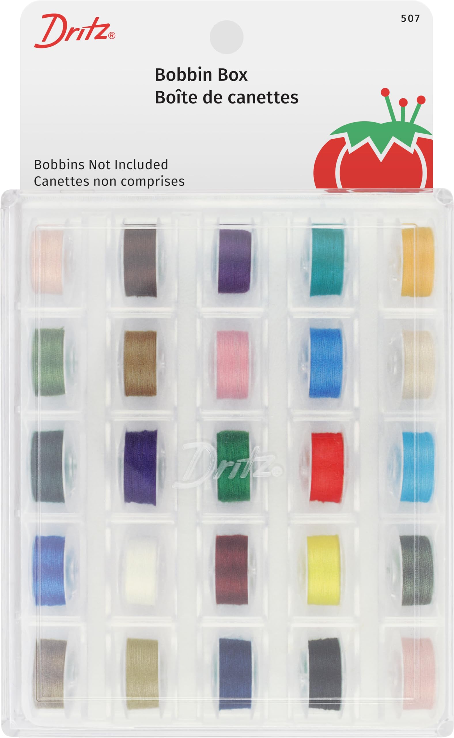 Dritz Box with Foam Insert Bobbin Set, 25, Assorted