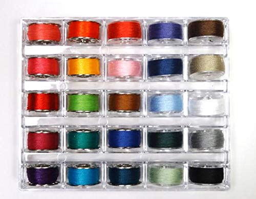 Dritz Box with Foam Insert Bobbin Set, 25, Assorted