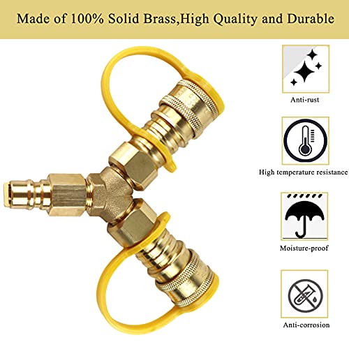 Hosile /8" Y-Splitter Separator Quick Connect/Disconnect Adapter for Low Pressure Natural Gas or Propane Systems,Suitable for Natural Gas Grills,RV,Courtyard Fire Pits.…