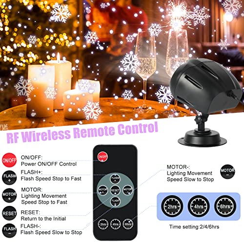 Snow Projector Lights, Xmas Snowflake Night Projection Lamp, IP65 Waterproof Outdoor LED Snow Spotlight with Remote Control for Halloween Holiday Party Home Decoration Garden Light Projector