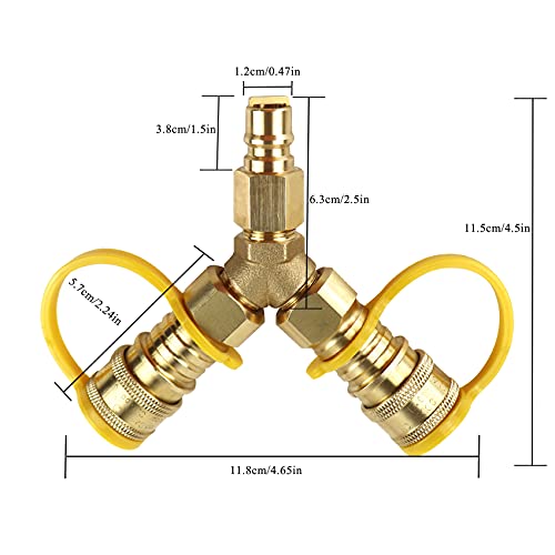 Hosile /8" Y-Splitter Separator Quick Connect/Disconnect Adapter for Low Pressure Natural Gas or Propane Systems,Suitable for Natural Gas Grills,RV,Courtyard Fire Pits.…