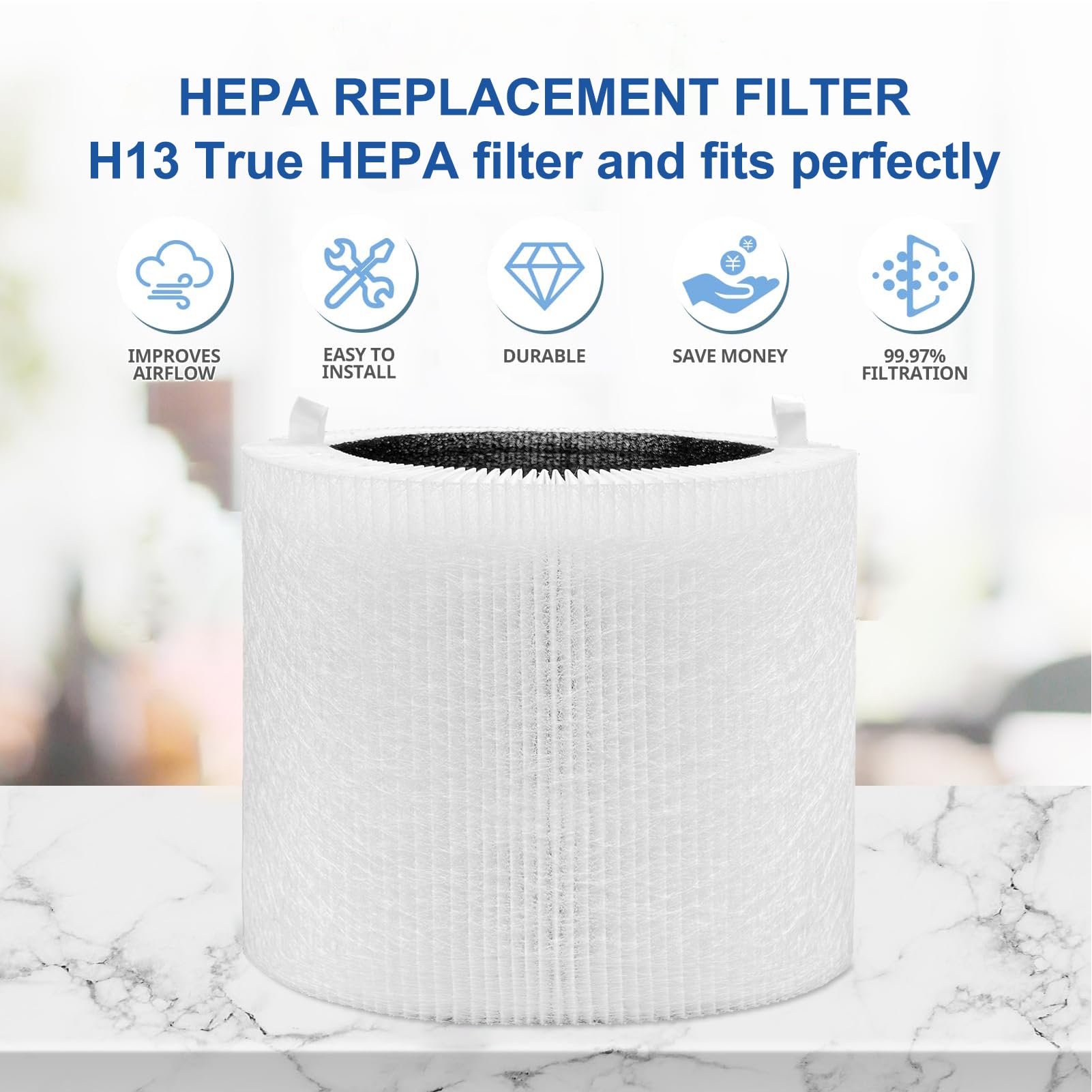 Blue Pure F2MAX Replacement Filter Compatible for Blueair Blue Pure 211i Max Blue Pure F2MAX Air Purifier Parts 2 Pack