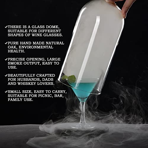 CREATIVECHEF Cocktail Smoker Kit,Old Fashioned Whiskey Smoker,Bourbon Smoker Kit,4 Flavors Wood Chips,Glass Dome And Wood Base(install LED light strips)