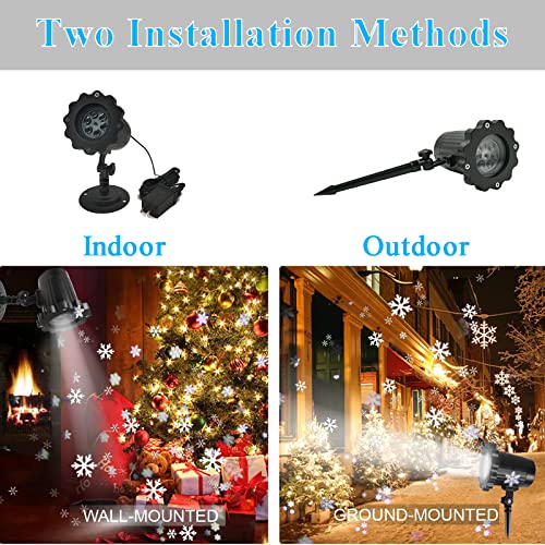 Christmas Snowflake Projector Lights, Dynamic Led Snowflake Projector Lights, White Snow Projection Outdoor and Indoor Decorative Lighting for Halloween Xmas New Year Wedding Party Holiday