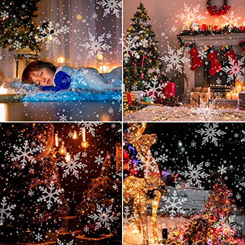 Christmas Snowflake Projector Lights, Dynamic Led Snowflake Projector Lights, White Snow Projection Outdoor and Indoor Decorative Lighting for Halloween Xmas New Year Wedding Party Holiday