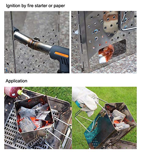Portable Chimney Starter Stainless Steel Outdoor BBQ Foldable Charcoal Starter father's day gift