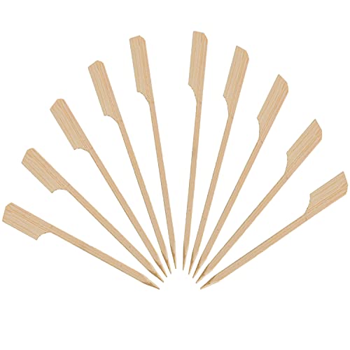 6” inch 100pcs Bamboo Wood Paddle Picks Skewers Toothpicks for Cocktail，Appetizers，Fruit，Sandwich， Snacks, Package of 100 Wooden Paddle Pick Skewer,Party Forks