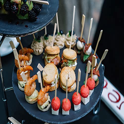 6” inch 100pcs Bamboo Wood Paddle Picks Skewers Toothpicks for Cocktail,Appetizers,Fruit,Sandwich, Snacks, Package of 100 Wooden Paddle Pick Skewer,Party Forks