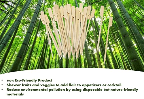 6” inch 100pcs Bamboo Wood Paddle Picks Skewers Toothpicks for Cocktail,Appetizers,Fruit,Sandwich, Snacks, Package of 100 Wooden Paddle Pick Skewer,Party Forks