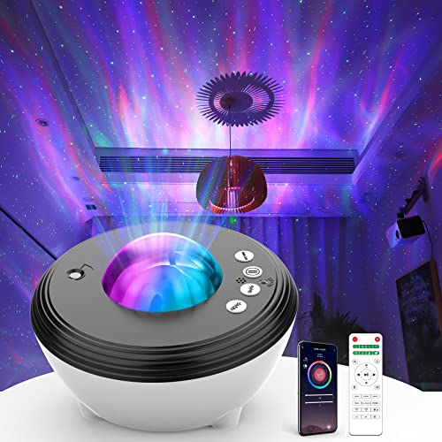 Galaxy Projector for Bedroom,Northern Lights Aurora Projector,Music Speaker Star Light Projector,8 White Noise Night Light Projector Works with Phone App for Kids Adults Room Decor Ceiling Party