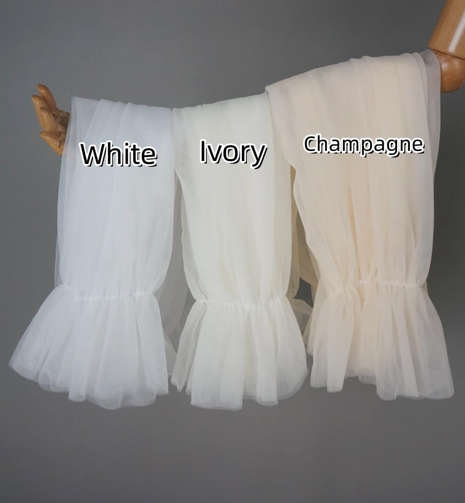 Removable Puff Sleeves for Wedding Dress Tulle Detachable Sleeves Add On Wedding Gift Bridal Accessories (Champagne)