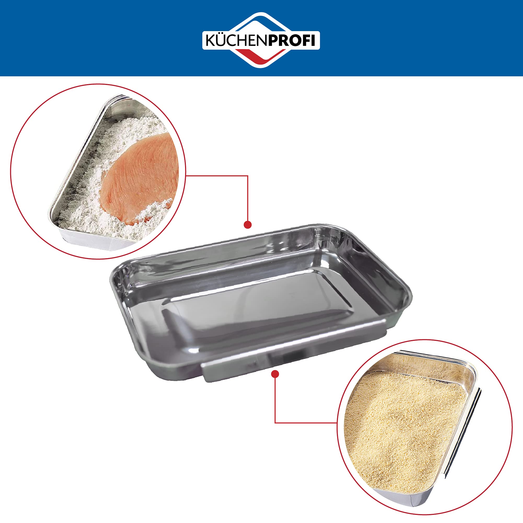 Küchenprofi Stainless Steel Breading Set, No Mess Linking, Overlapping Breading Trays, Set of 3