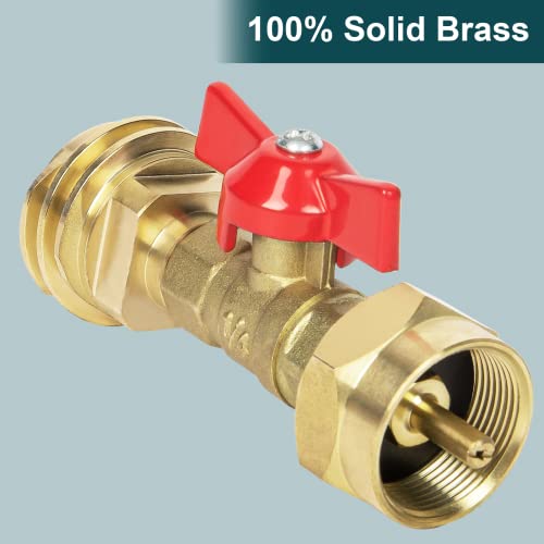 GASPRO Upgraded 1 lb Propane Tank Adapter with Valve, 20 lb to 1lb Converter, Hook Up Small Propane Tanks When 20lb Ran Out, Solid Brass