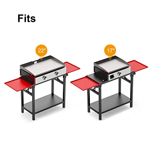 SafBbcue Adjustable Griddle Stand for Blackstone 17 Inch Griddle 22" Griddle, Multifunctional BBQ Stand with Double -Shelf Outdoor Worktable for Cuisinart, Pit Boss, Royal Portable Grill, Pizza Oven