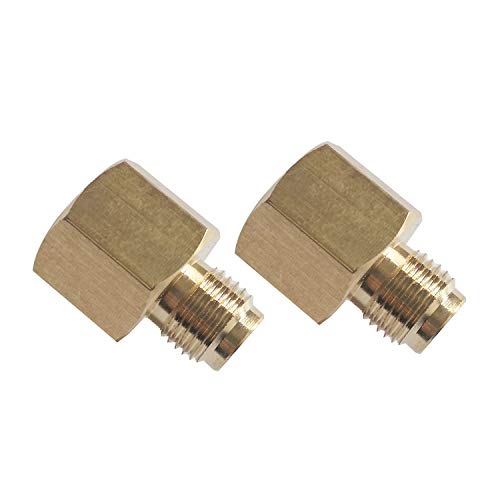 MENSI 1/4" Female Pipe NPT x 1/4" Inverted Male Flare(7/16-24UNF) Brass Convert Adapter Fitting Components for RV Propane Pigtail Hose Pack of 2