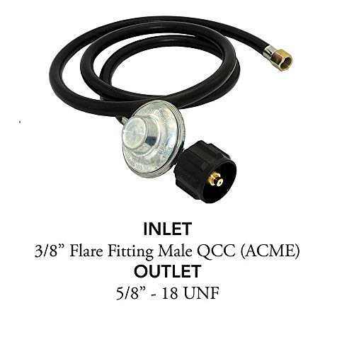 2PCS QCC1 Low Pressure Propane Regulator with 5 ft Hose for Most LP Gas Grill, Heater, Turkey Fryer, Burner, Cooker, Fire Pit etc