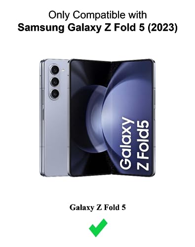 Cresee Case for Samsung Galaxy Z Fold 5 (2023) with Cover Screen Protector, PU Leather & Hard PC Bumper Phone Case for Galaxy Z Fold5 - Brown