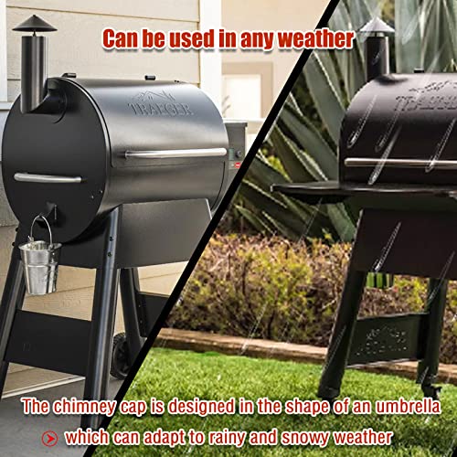 QQPOLE Replacement Umbrella Chimney Cap for Pellet Grill, Metal Chimney Top Accessories for Pit boss, Traeger, Camp Chef and Other Models ,Pellet Grill Chimney Replacement Accessories