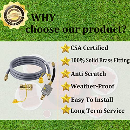 Dozont 710-0003 Natural Gas Conversion Kit Compatible with Kitchen-aid Propane Gas Grill Conversion, 710-0003 Natural Gas Hose and Regulator for Propane Gas Grill Conversion-CSA Certified(10FT)