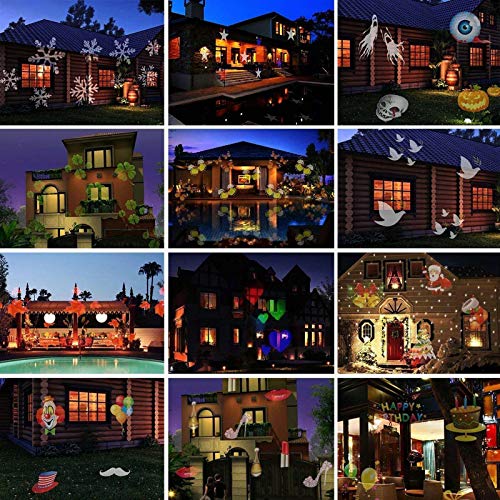 Aipande Christmas Lights,16 Patterns Plug-in Card Lawn Lamp ,Party LED Projection Light, Outdoor IP65 Holiday Decoration Light, for Halloween,Christmas, Birthday Party,New Year,Valentine's Day