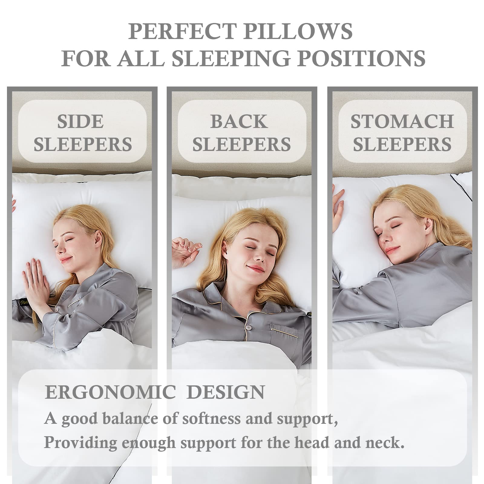 HomeMate Bed Pillows for Sleeping - Standard Size(20''x26'') 4 Set Hotel Quality Allergy Friendly Microfiber Shell Fluffy Down Alternative Filling Pillow Suitable Back Stomach or Side Sleeper, White