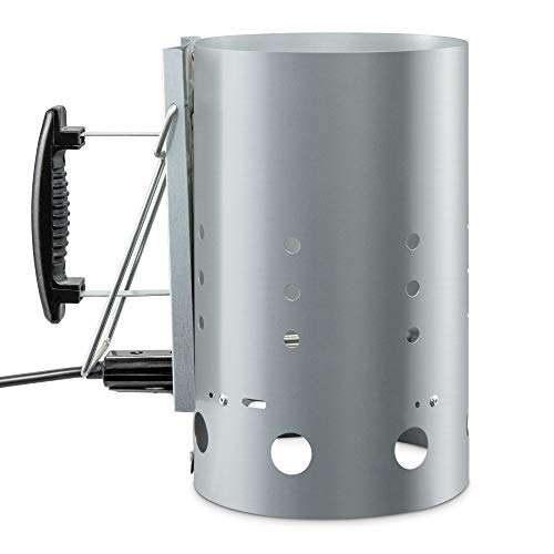 Ivation Electric Chimney Charcoal Starter, Portable Electronic Plug-in Firestarter for BBQ, Coal, Charcoal & Briquettes - No Matches or Lighters | Steel Caddy, Heat Shield & Wooden Stay-Cool