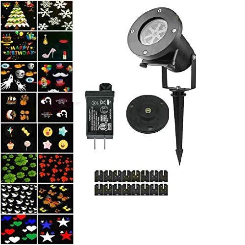 Aipande Christmas Lights,16 Patterns Plug-in Card Lawn Lamp ,Party LED Projection Light, Outdoor IP65 Holiday Decoration Light, for Halloween,Christmas, Birthday Party,New Year,Valentine's Day