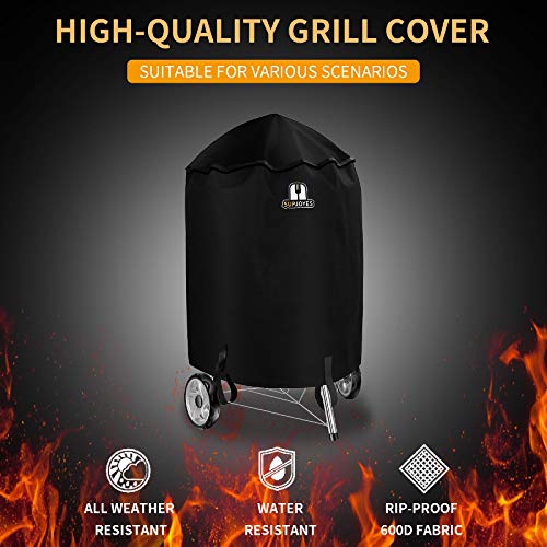 SUPJOYES Grill Cover for Weber Charcoal Kettle, 22 Inch BBQ Grill Cover, Heavy Duty Waterproof Barbecue Grill Covers