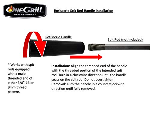 OneGrill Premium Insulated Grill Rotisserie Spit Rod Handle