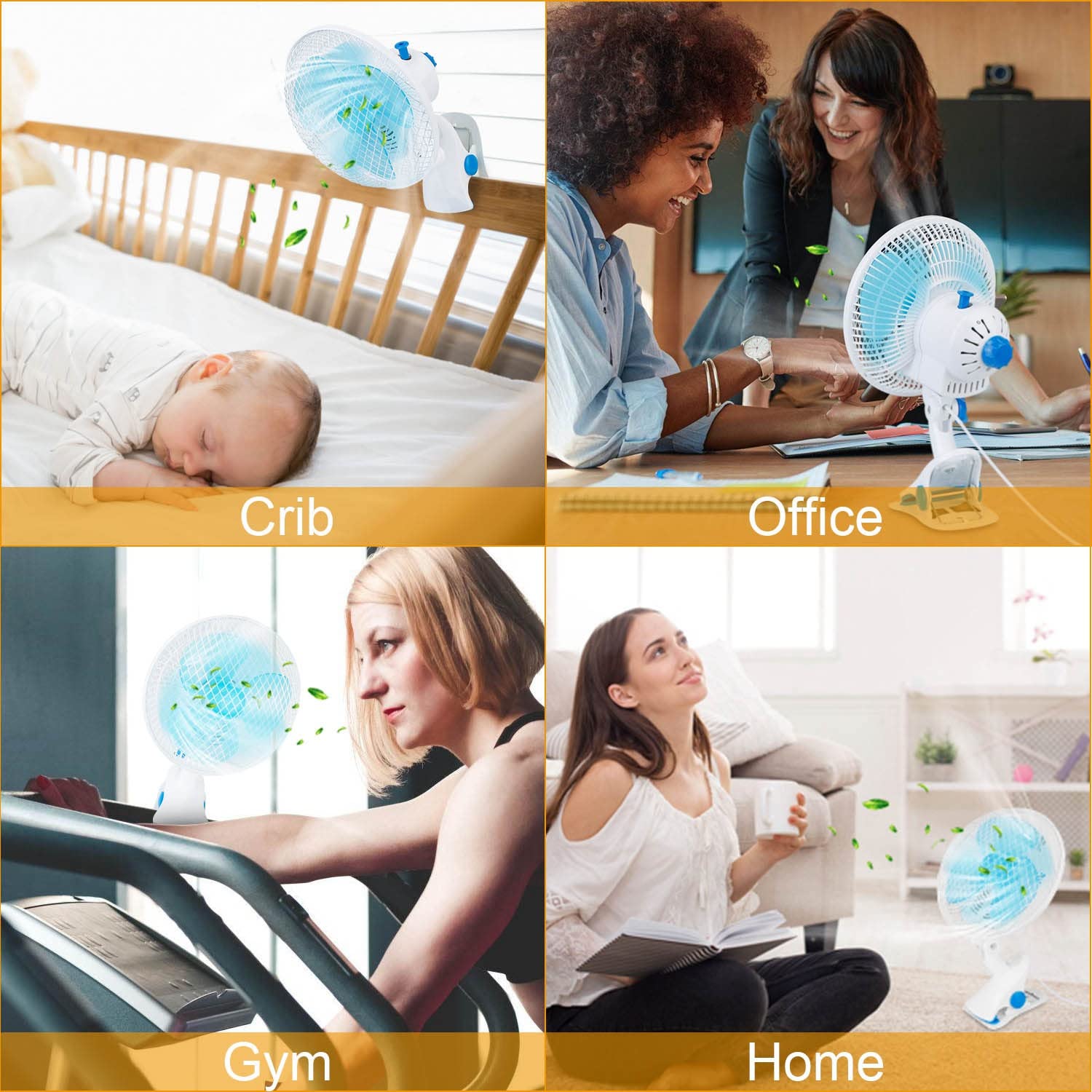 KOCASO 8.1 Inch Oscillating Desk Fan with Strong Wind and Clamp with Cable Cord