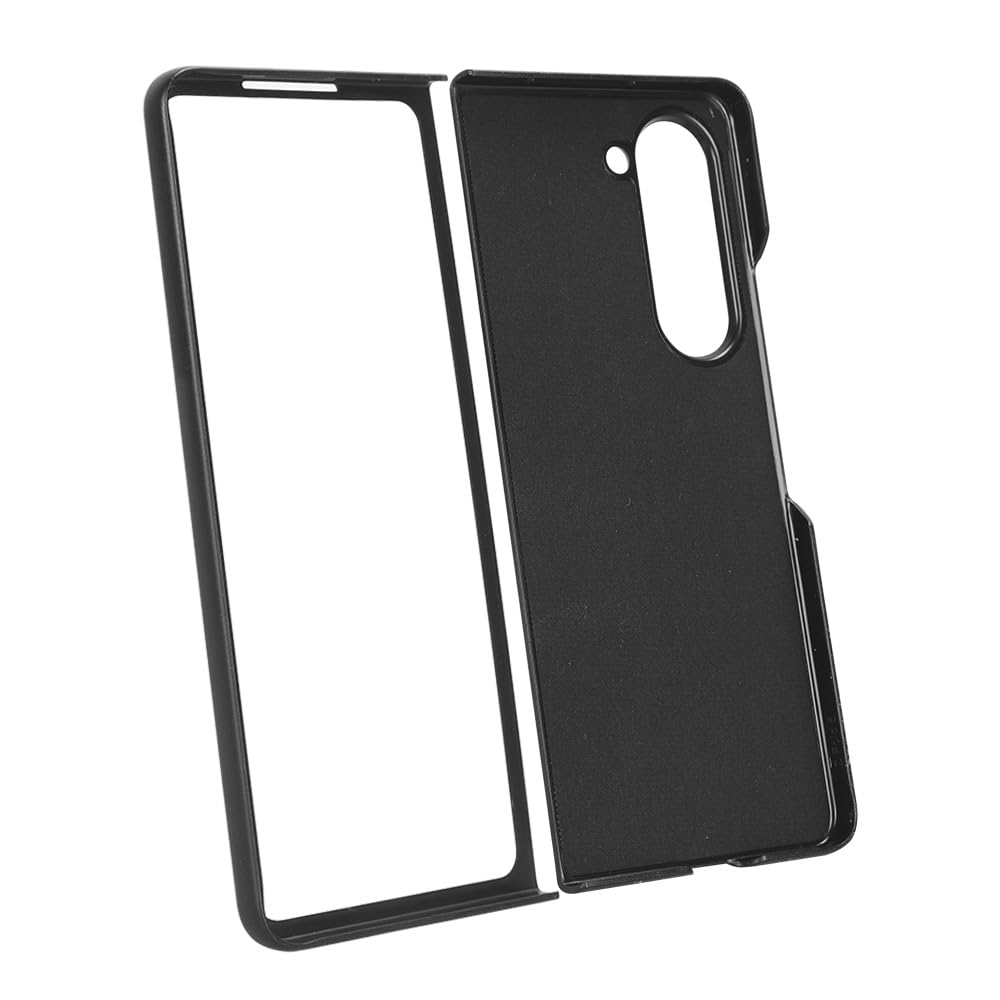 Futanwei for Samsung Galaxy Z Fold5 Case with Wrist Strap Grip Holder Kickstand, Galaxy Z Fold 5 5G Phone Case, [Hard PC + PU Leather] Full Body Shockproof Protective Case Cover for Women Girls, Black