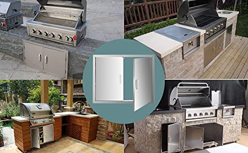S7 Outdoor Kitchen Doors, 31W x 24H Inch, BBQ Door Stainless Steel Wall Construction Vertical, Outdoor Kitchen Door for BBQ Island, Grilling Station, Outside Cabinet