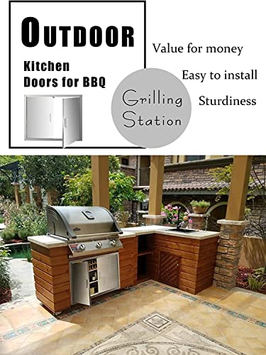 S7 Outdoor Kitchen Doors, 31W x 24H Inch, BBQ Door Stainless Steel Wall Construction Vertical, Outdoor Kitchen Door for BBQ Island, Grilling Station, Outside Cabinet
