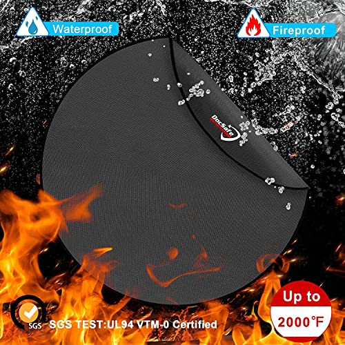 36" Round Under Grill Mat,DocSafe 4 Layers Fire Pit Mat,Fireproof Mat Protect Mat for Deck,Patio,Grass,Outdoor Charcoal,Smokers,Reusable Oil-Proof and Waterproof Indoor Fireplace Mat BBQ Floor Mat