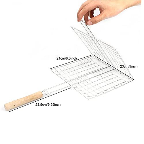 Odowalker Barbeque Basket, Portable BBQ Grilling Basket with Long Handle, Grilling Basket Stainless Steel for Fish Vegetables Steak Shrimp Chops Outdoor Grill Tool