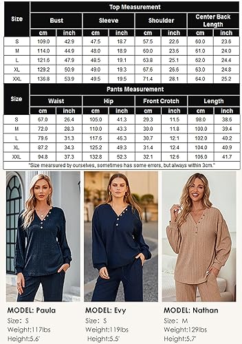 Ekouaer Womens Long Sleeve Knit Lounge Set Casual Sweater Slouchy Pajama Set Cozy Loose Loungewear for Winter with Pockets (Wine Red, M)