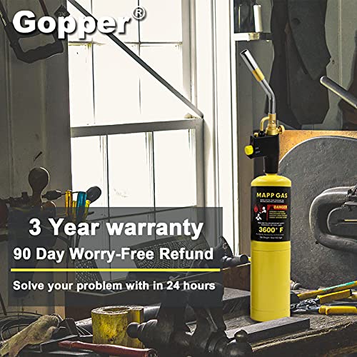 High Intensity Propane Torch Head, Trigger Start Mapp/Map Gas Torch with Self Ignition & Brass Knob, Pencil Flame Welding Torch Fuel by MAPP, MAP/PRO and Propane gas(CSA Certified )