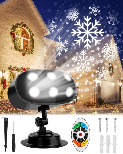 Christmas Projector Lights Outdoor Snowflake Projector Holiday Projection with Remote IP65 Waterproof for Themed Holiday Party