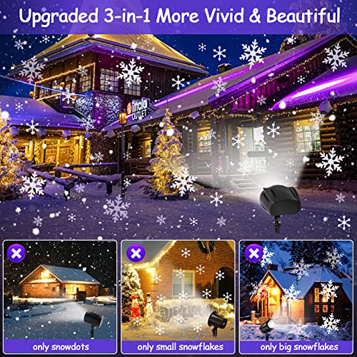 Christmas Dynamic Snowflake Projector Lights Outdoor, Owl Shape Apperance Design, IP65 Waterproof Indoor and Outdoor Snowfall Landscape Light for Xmas, Party, New Year, Holiday House Decoration
