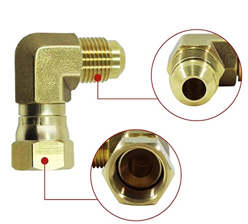 KBZ 90 Degree Elbow Connector Used for BBQ Grills, OlympianWave Heaters OR Other 3/8" Equipment (3/8" Female Swivel Flare x 3/8" Male Flare)