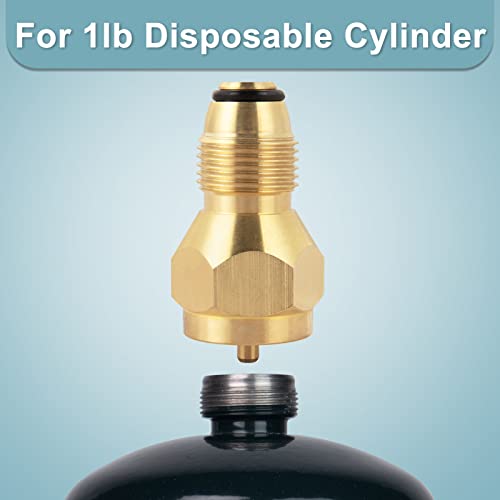 SHINESTAR Universal Propane Refill Adapter for 1 lb Tanks, Propane Adapter 1 lb to 20 lb for 16 oz Propane Fuel Cylinder, Solid Brass